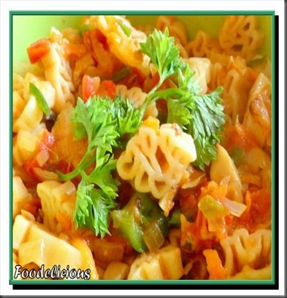 Dinosaurs pasta with vegetable medley recipe