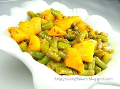 Green beans and potato sabzi recipe (aloo faliyan)