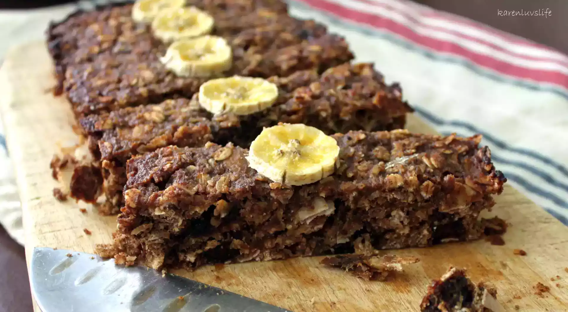 Banana date oat protein slice recipe for healthy snacks