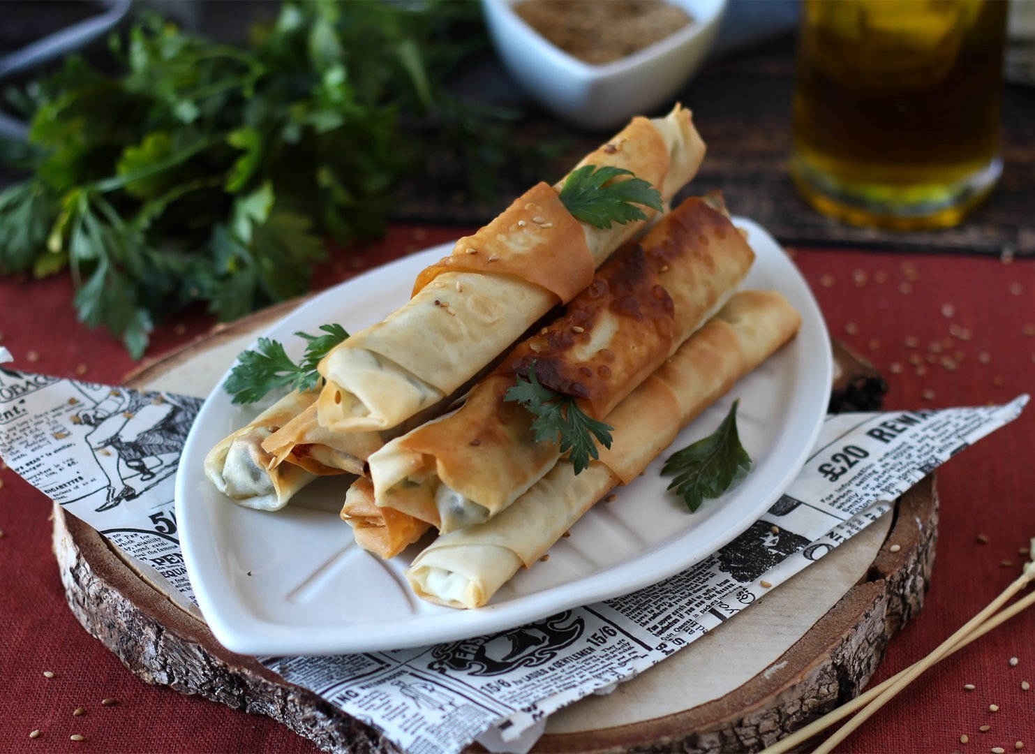 Börek recipe: turkish pastries with feta and parsley