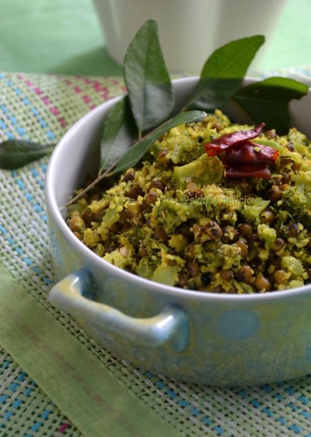 Broccoli-mung bean thoran - Recipe Petitchef