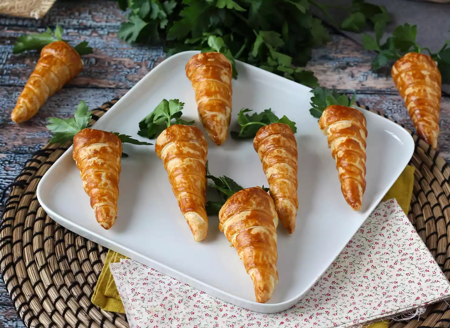 Carrot-shaped croissant cones: easter recipe with goat cheese