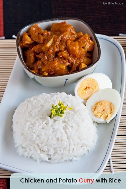 Chicken and potato curry with rice - Recipe Petitchef