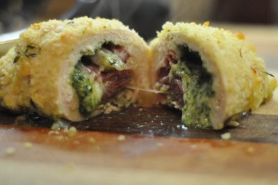 Italian chicken cordon bleu recipe with pesto and panko