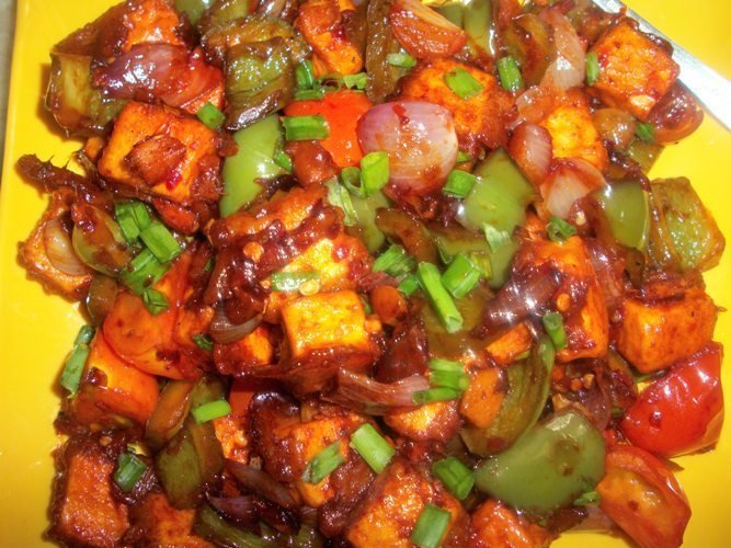 Chilli paneer recipe - easy and tasty vegetarian dish