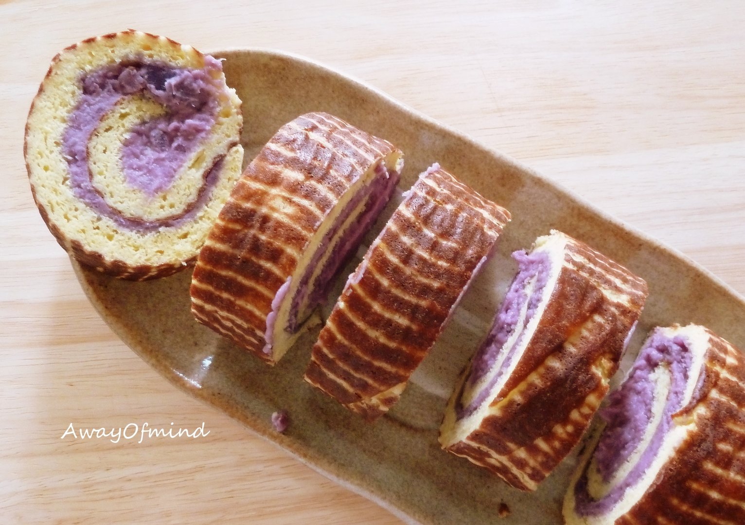 Chocolate purple sweet potato roulade recipe - tasty dessert