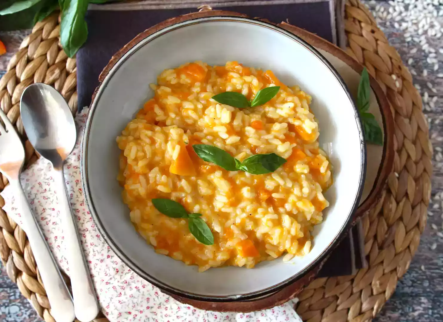 Delicate and colorful pumpkin risotto recipe
