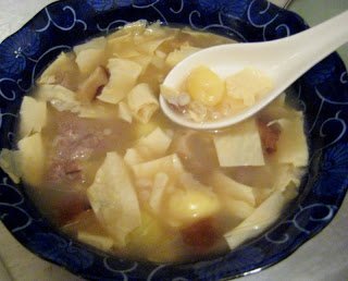 Dried beancurd pork barley soup recipe - fu jook tong