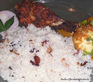 Ghee rice with grilled chicken legs (ney chor & kozhikkalu porichathu ...