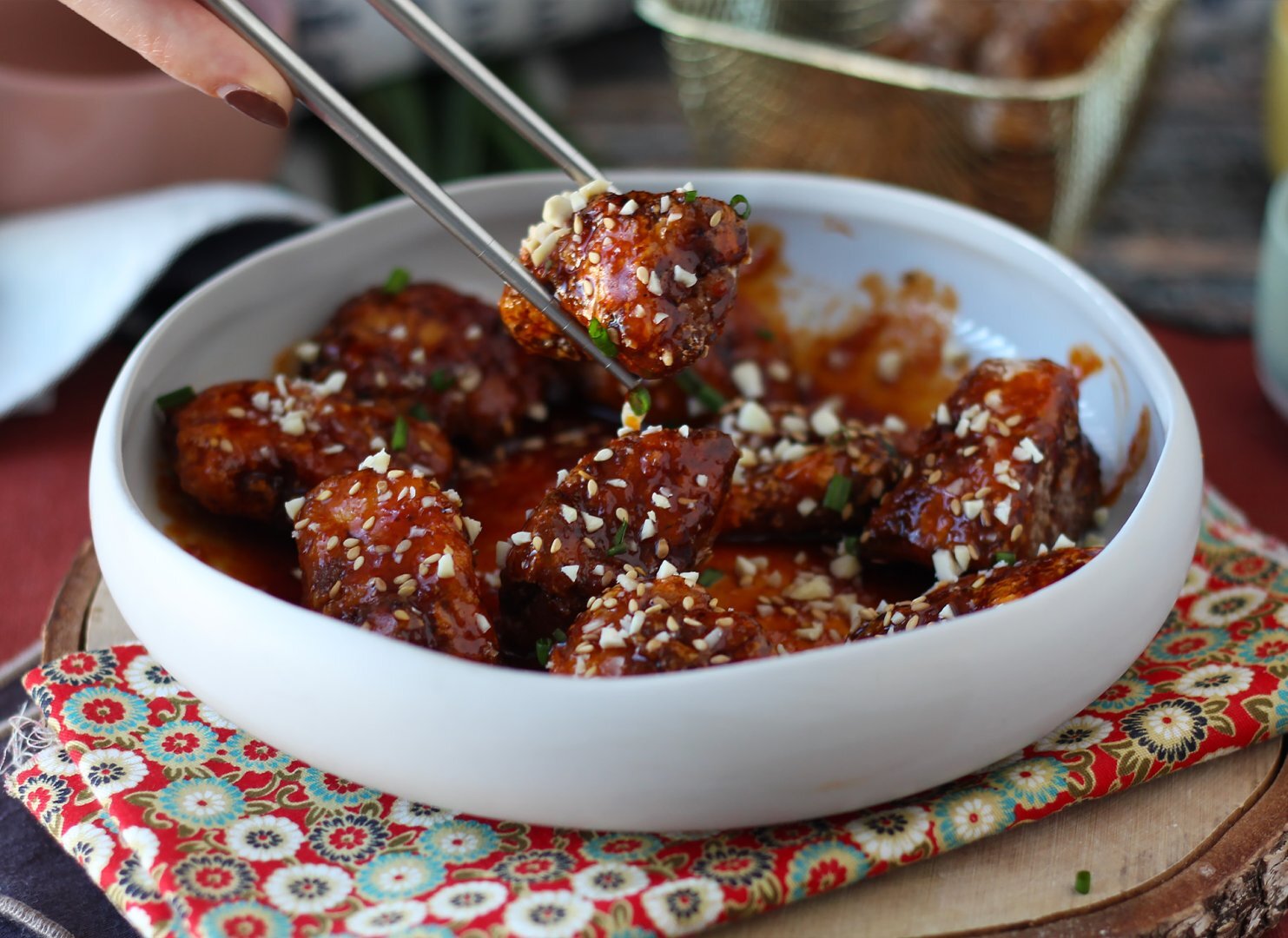 Korean fried chicken with spicy gochujang sauce - dakgangjeong - Recipe ...