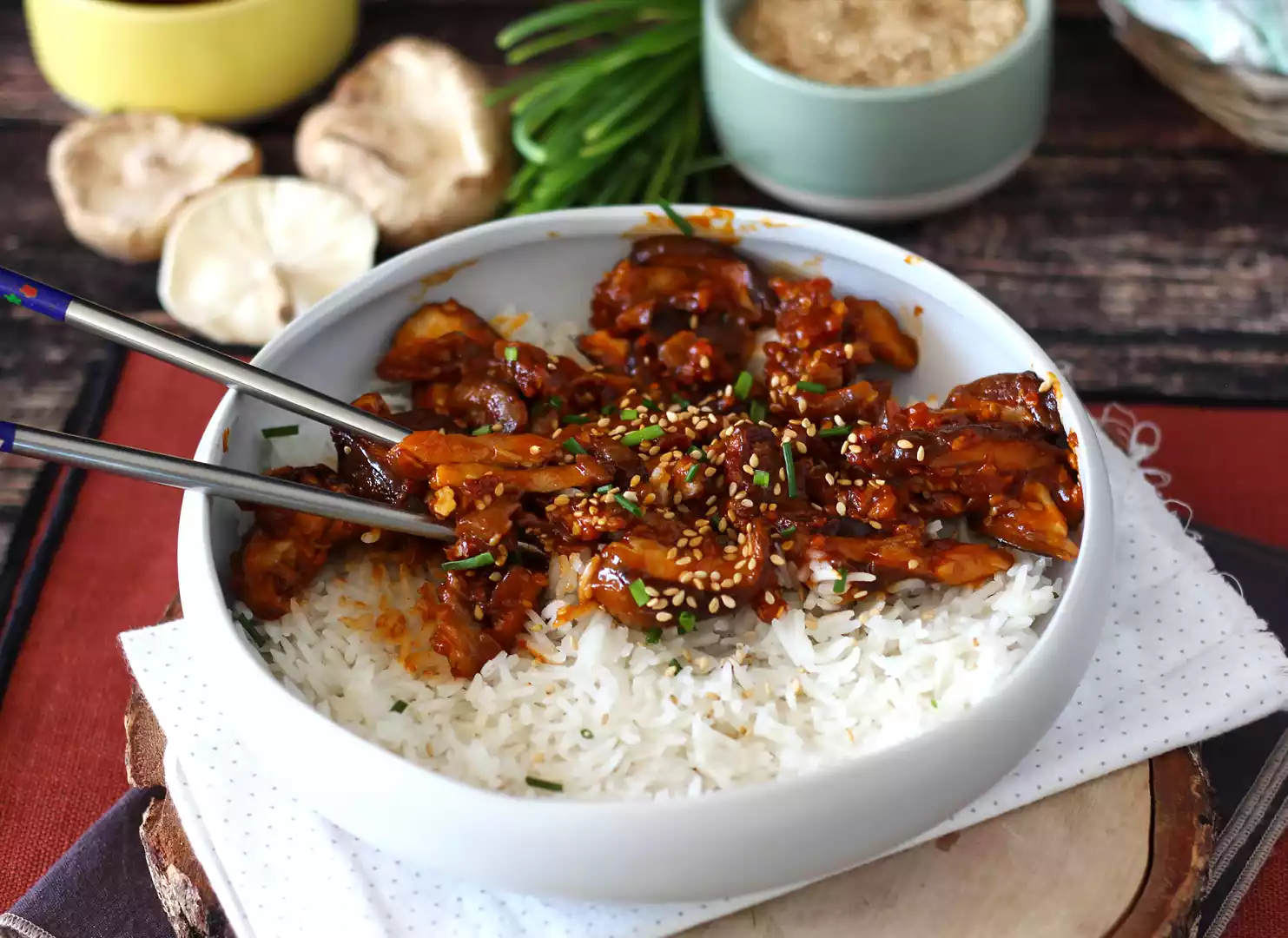 Korean shiitake mushrooms with gochujang sauce recipe