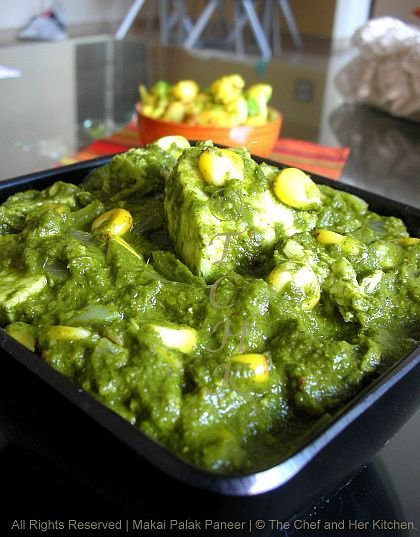 Makai palak paneer...grilled corn palak paneer - Recipe Petitchef