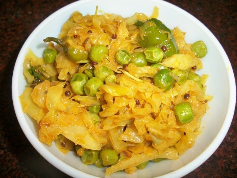 Matar cabbage(cabbage with peas) - Recipe Petitchef