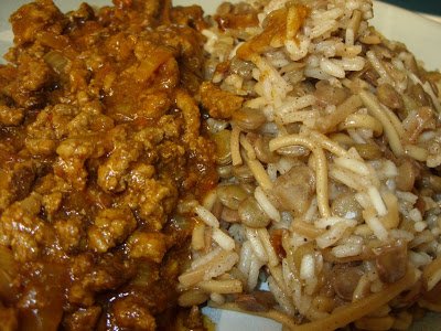 Ottolenghi's kosheri recipe with spicy minced beef