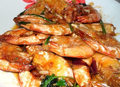 Pan fry prawns recipe with oyster sauce