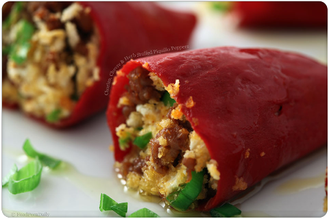 Piquillo peppers recipe with chorizo and goat cheese