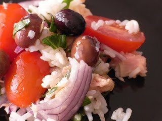 Rice salad recipe with taggiasca olives & olive oil