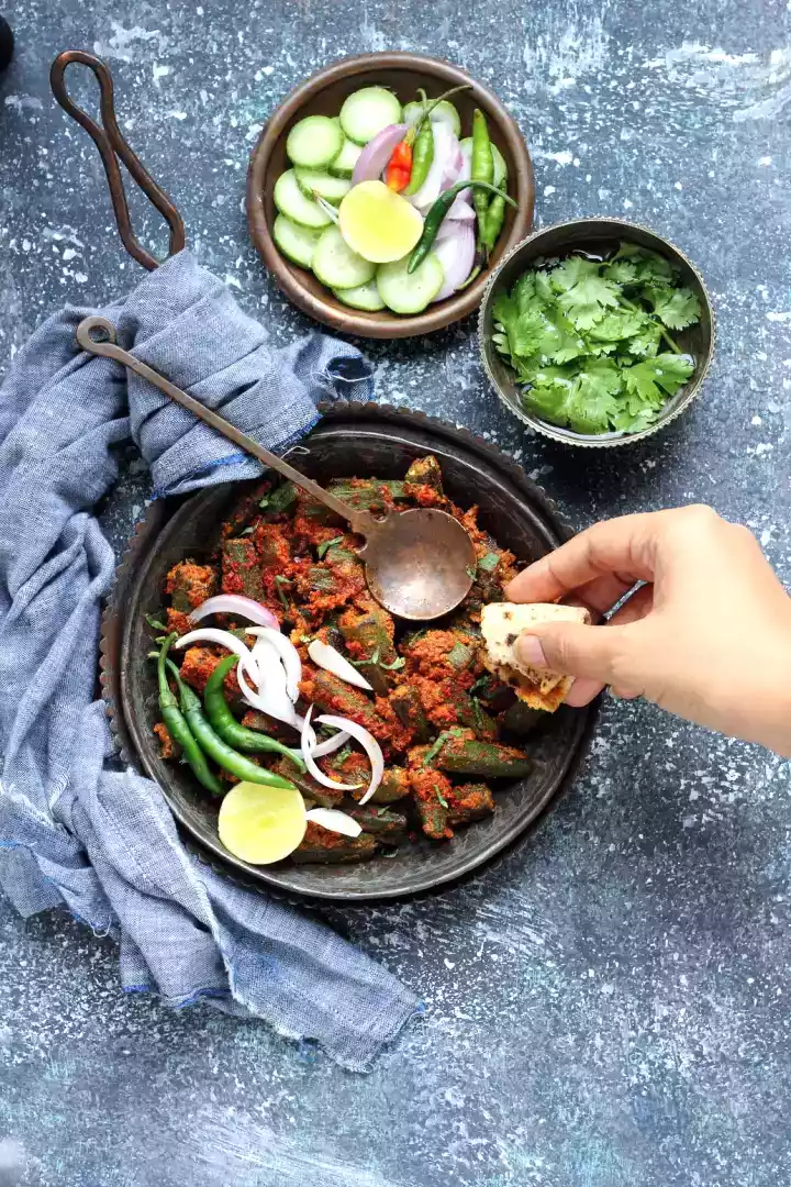 Sarson masala bhindi recipe: okra in mustard paste