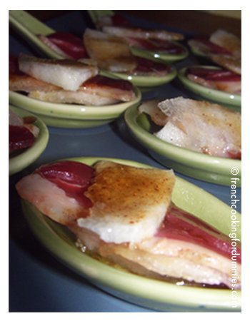 Smoked duck & pear appetizer spoons, Recipe Petitchef