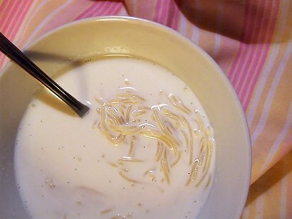 Sweet milk soup with filini pasta recipe