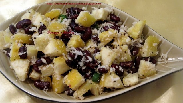 Tapioca and red beans puzhukku - Recipe Petitchef