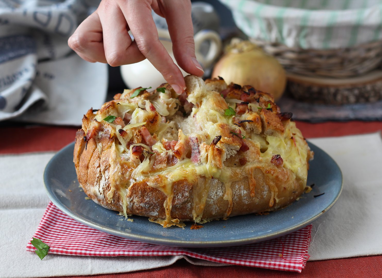 Tartiflette-style stuffed hedgehog bread recipe