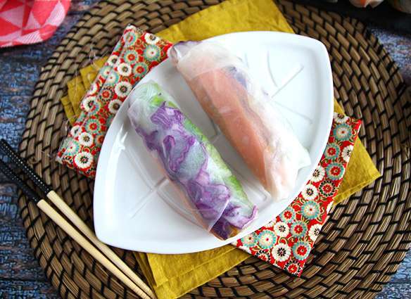 Vegetarian spring rolls - red cabbage and sweet potato - Recipe Petitchef