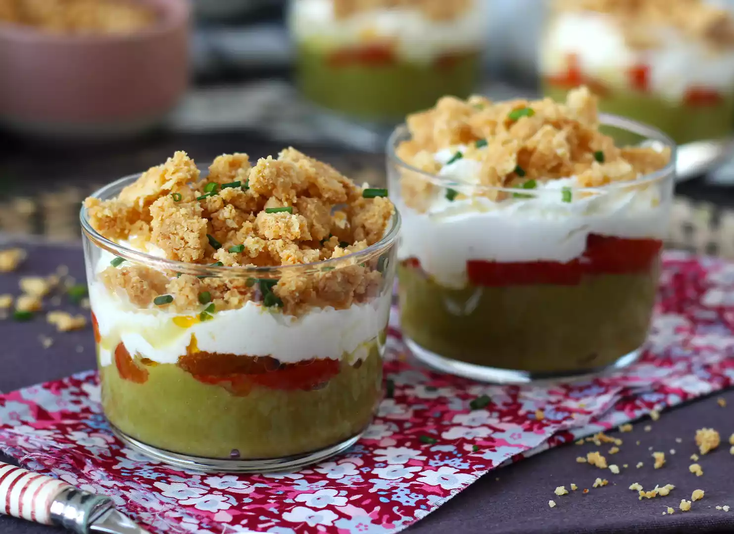 Vegetarian verrine recipe: pea, parmesan, mascarpone