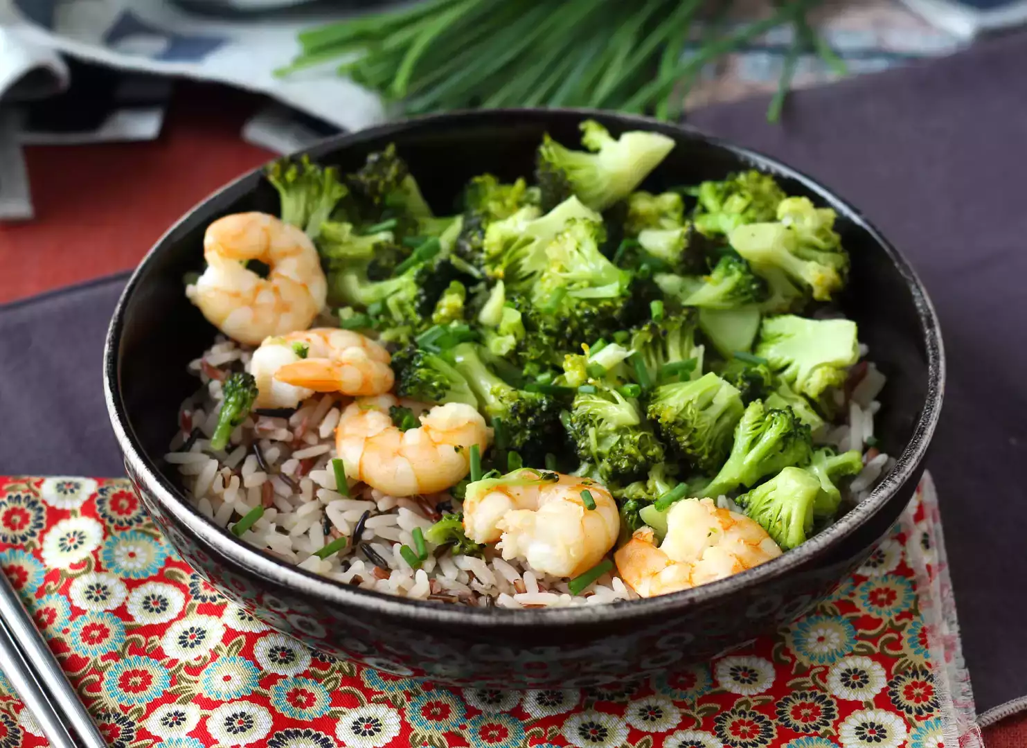 Recipe: brown rice, broccoli and balanced shrimps