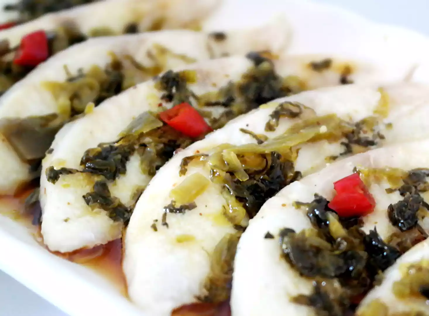 Steamed toman fish fillet recipe with japanese takana